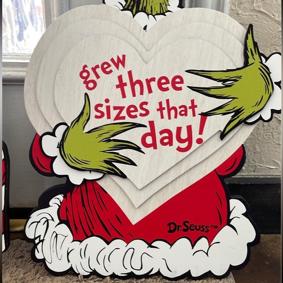 Dr. Seuss | Other | Grinch With Heart Saying Grew Three Sizes That Day ...